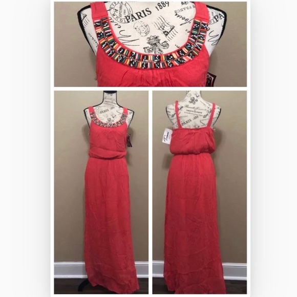 Trixxi | Dresses | Trixxi Red Long Embellished Maxi Medium Dress | Poshmark